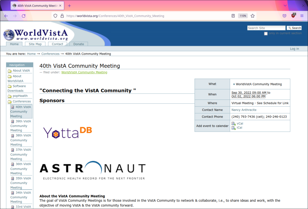 40th VistA Community Meeting - YottaDB
